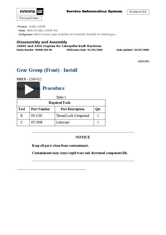 Caterpillar Cat 980G II Wheel Loader (Prefix AXG) Service Repair Manual Instant Download ...