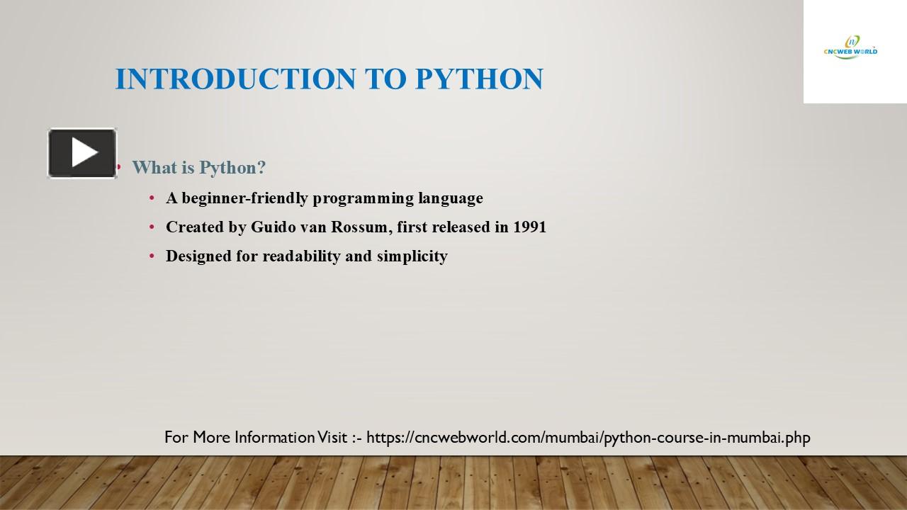 PPT – python course in mumbai PowerPoint presentation | free to download - id: 9a3e16-YWU2Z