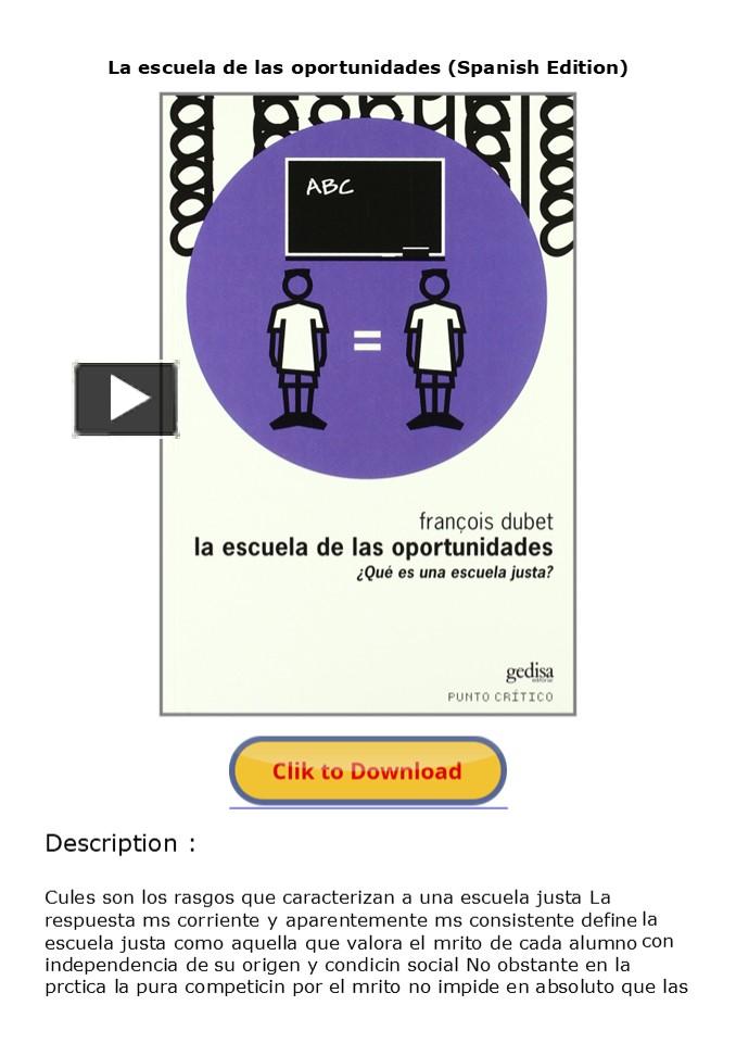 PPT – PDF La escuela de las oportunidades (Spanish Edition) PowerPoint ...