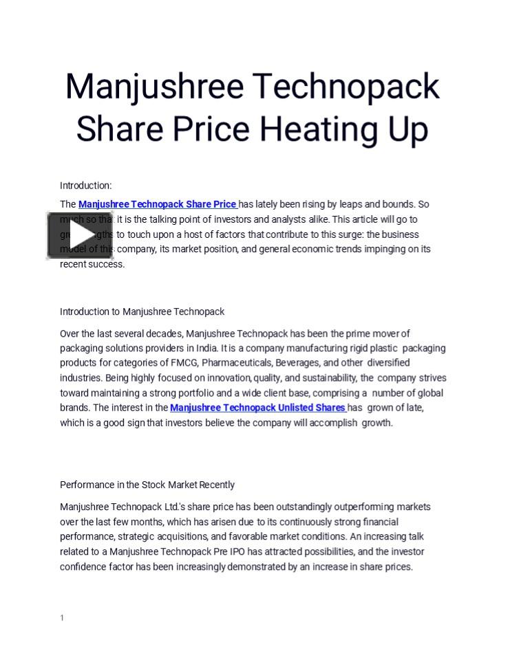 PPT – Find the Best Manjushree Technopack Share Price Exclusively on Planify PowerPoint ...