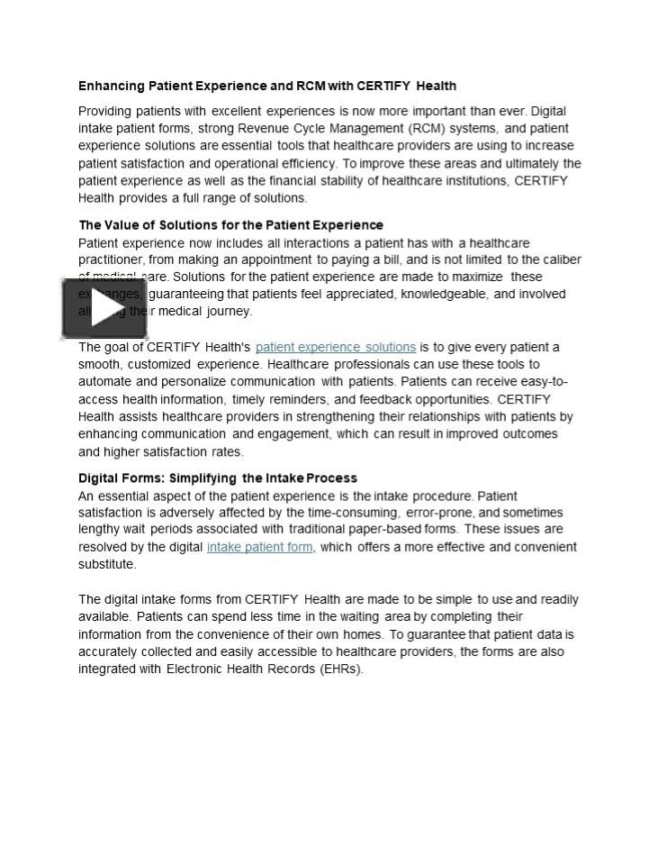 PPT – Enhancing Patient Experience and RCM with CERTIFY Health PowerPoint presentation | free to ...