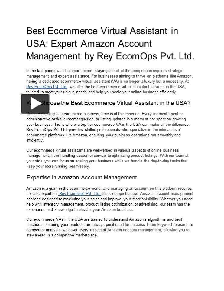 PPT – Best Ecommerce Virtual Assistant in USA: Expert Amazon Account Management by Rey EcomOps ...