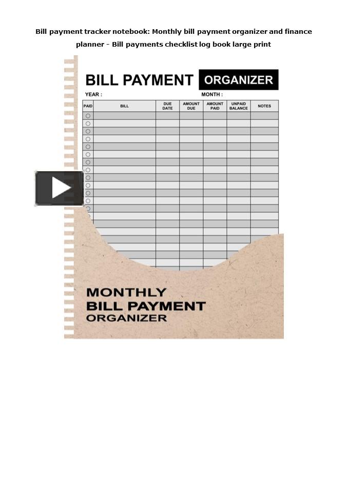 PPT – [READ] Bill payment tracker notebook: Monthly bill payment organizer and finance ...