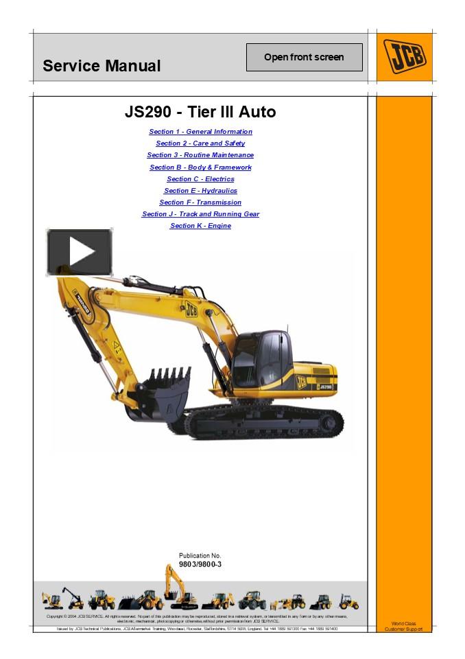 PPT – JCB JS290 AUTO TIER3 TRACKED EXCAVATOR Service Repair Manual Instant Download PowerPoint ...