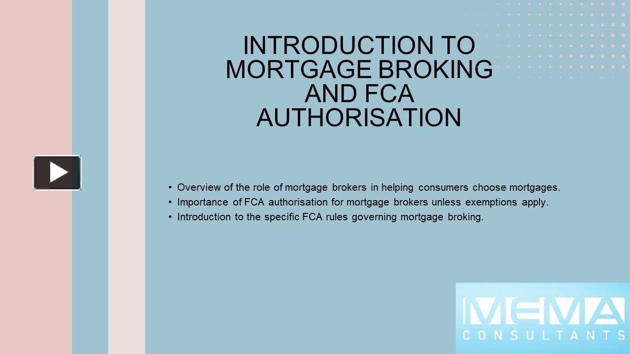 PPT – Mortgage Broking and FCA Compliance: Essential Guidance and Support from MEMA Consultants ...