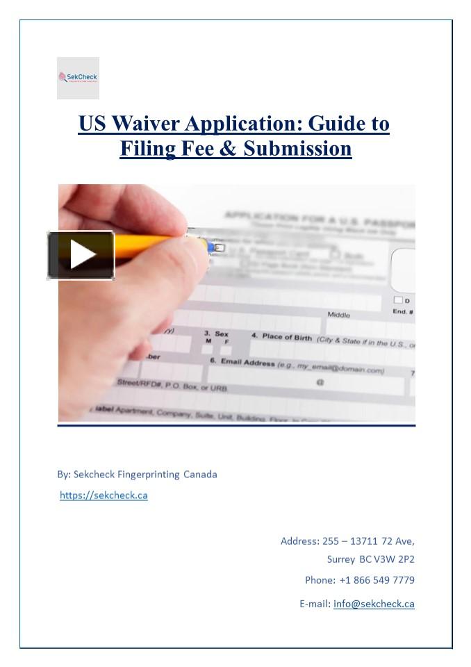 PPT – US Waiver Application: Guide to Filing Fee & Submission PowerPoint presentation | free to ...