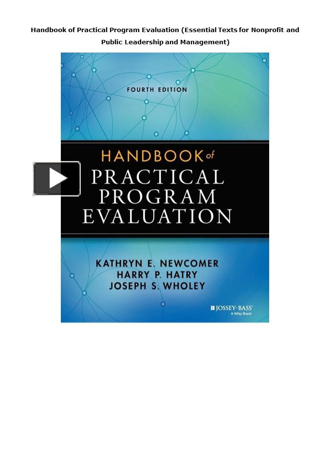 PPT – download Handbook of Practical Program Evaluation (Essential Texts for Nonprofit and ...
