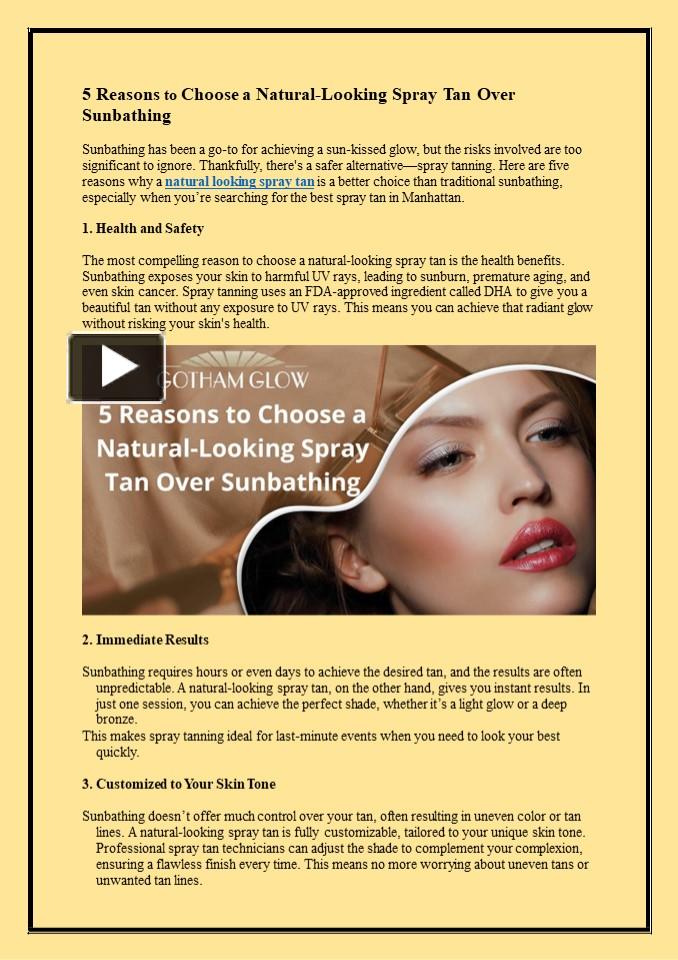 PPT – 5 Reasons to Choose a Natural-Looking Spray Tan Over Sunbathing PowerPoint presentation ...