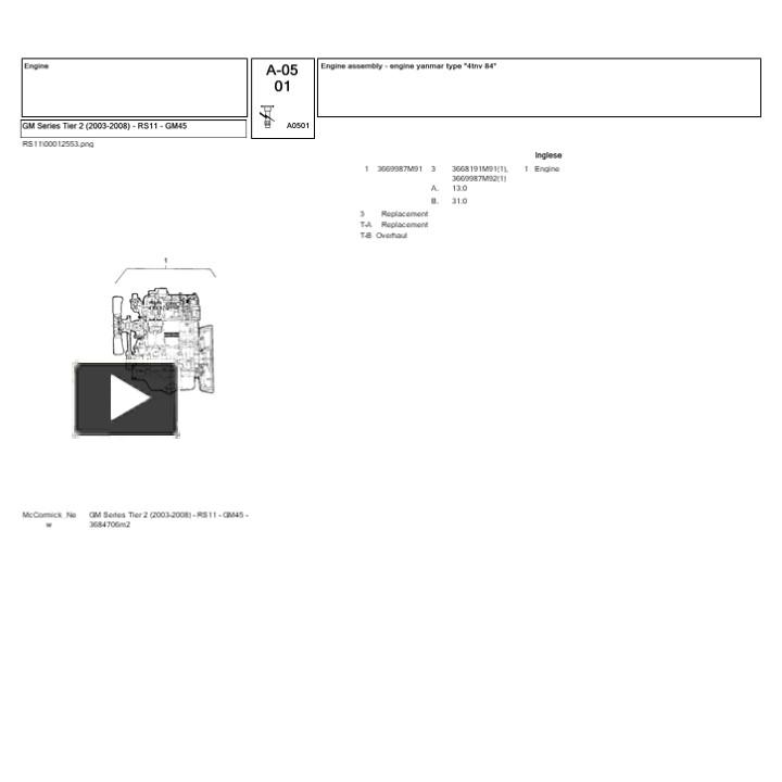 McCormick GM Series Tier 2 (2003-2008) - RS11 - GM45 Tractor Parts Catalogue Manual Instant ...