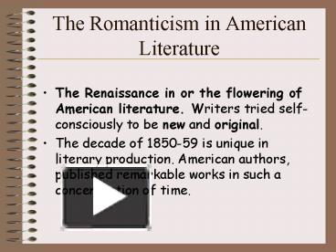 The Romanticism in American Literature presentation | free to view