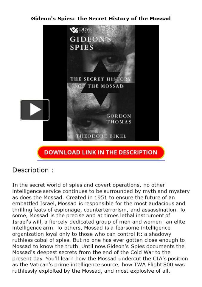 PPT – PDF Gideon's Spies: The Secret History of the Mossad PowerPoint presentation | free to ...