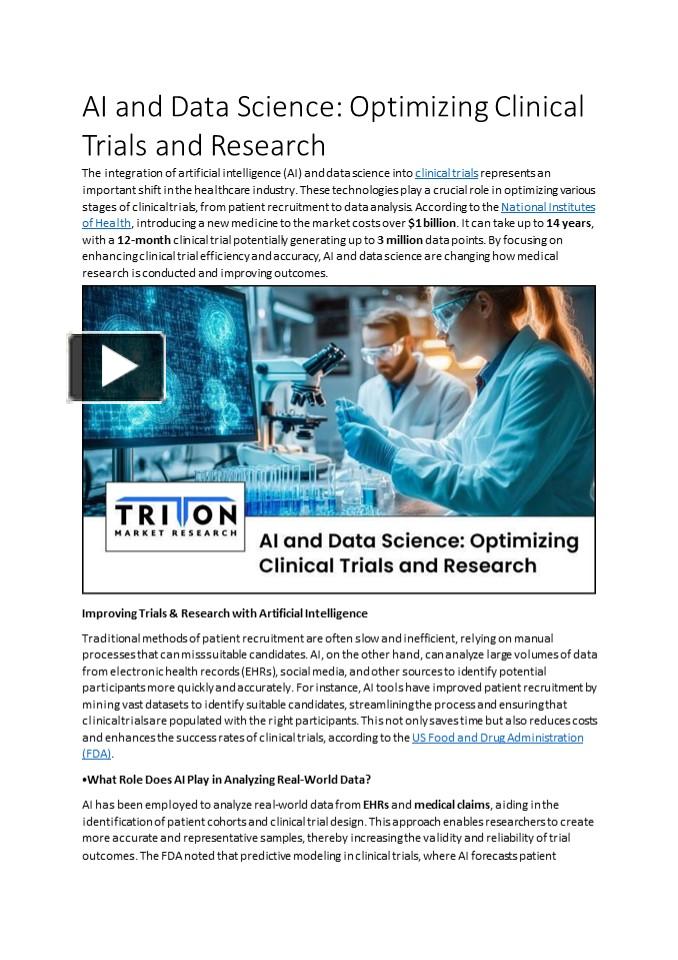 PPT – AI and Data Science: Optimizing Clinical Trials and Research PowerPoint presentation ...