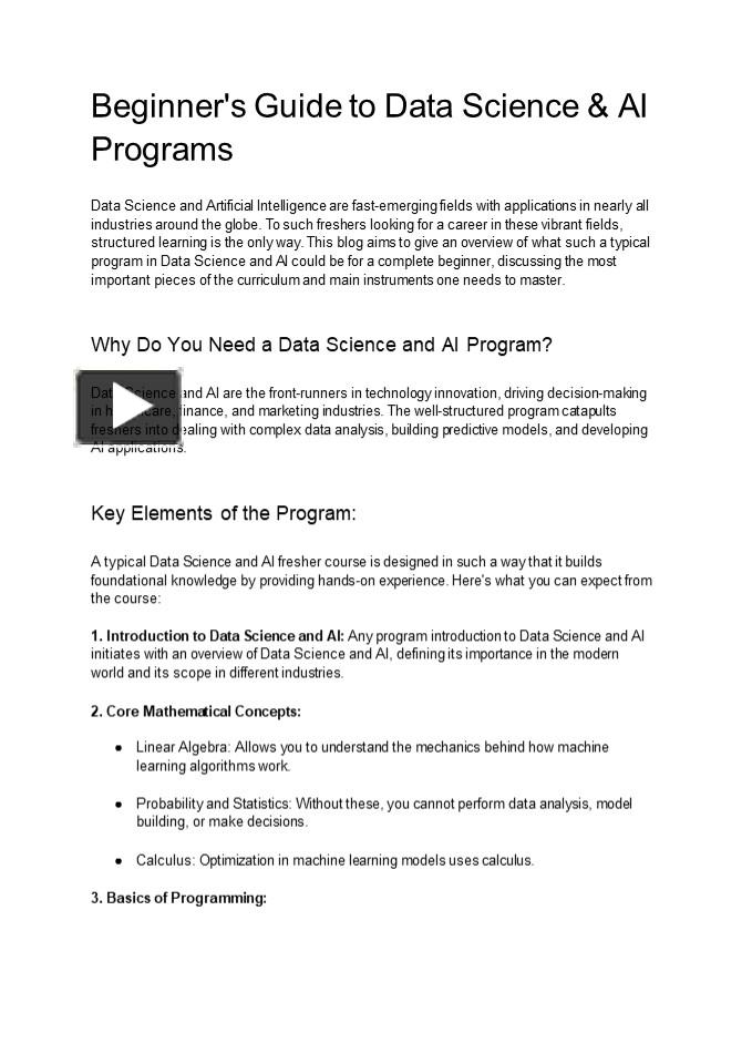 Ppt Beginners Guide To Data Science And Ai Programs 1 Powerpoint Presentation Free To