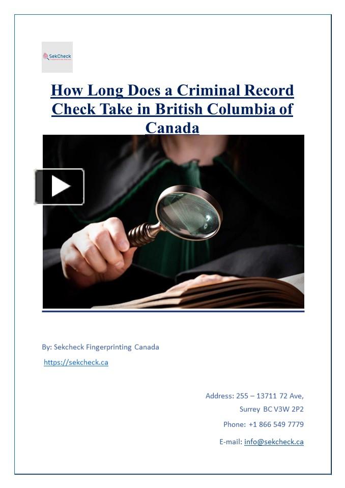 PPT – How Long Does a Criminal Record Check Take in British Columbia of Canada PowerPoint ...