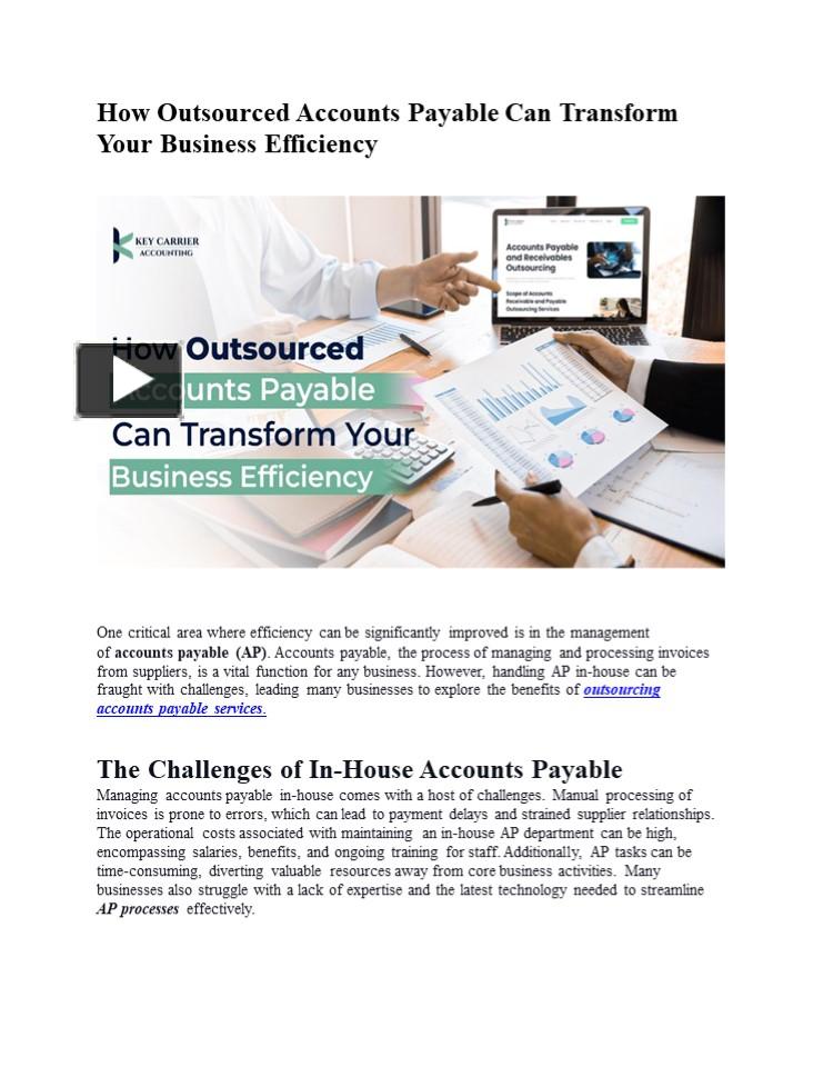 How Outsourced Accounts Payable Can Transform Your Business Efficiency presentation | free to ...
