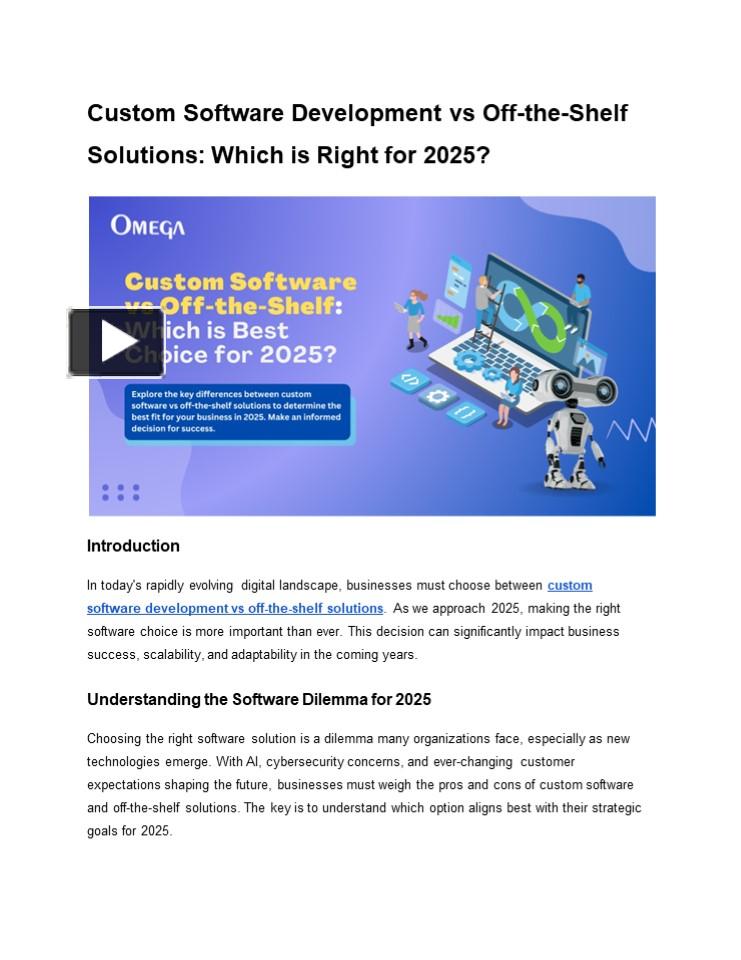 PPT – Custom Software vs Off-the-Shelf: Which Best for 2025? PowerPoint presentation | free to ...