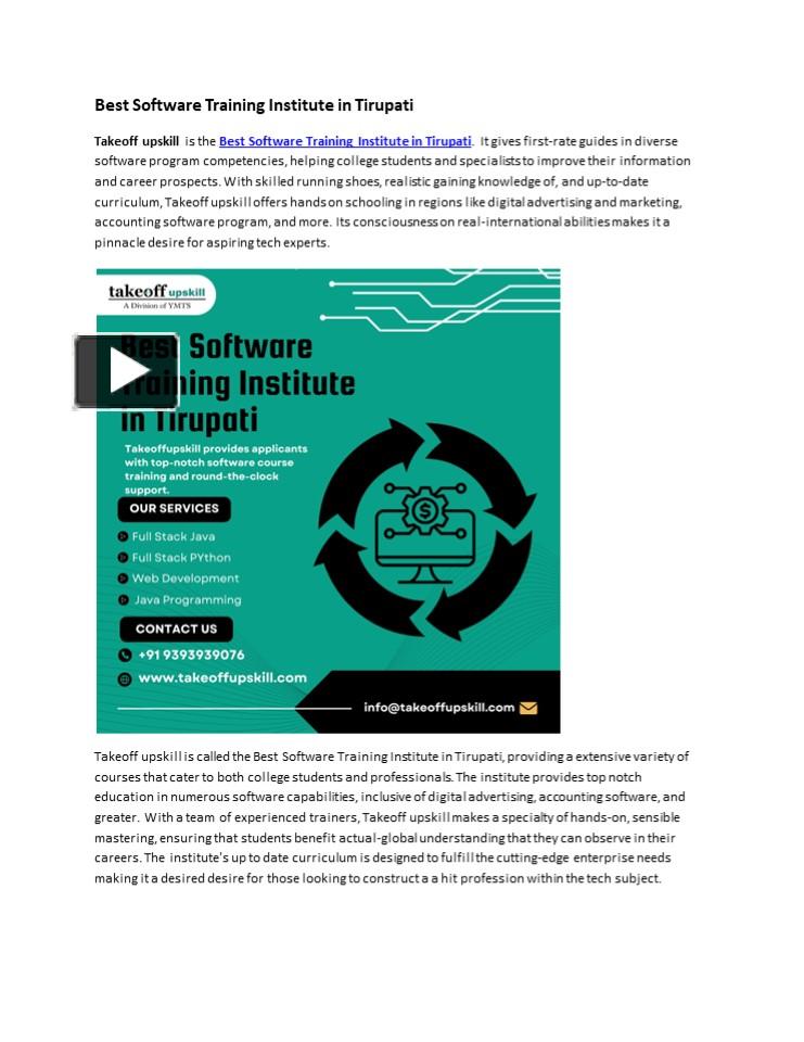 Best Software Training Institute in Tirupati presentation | free to ...
