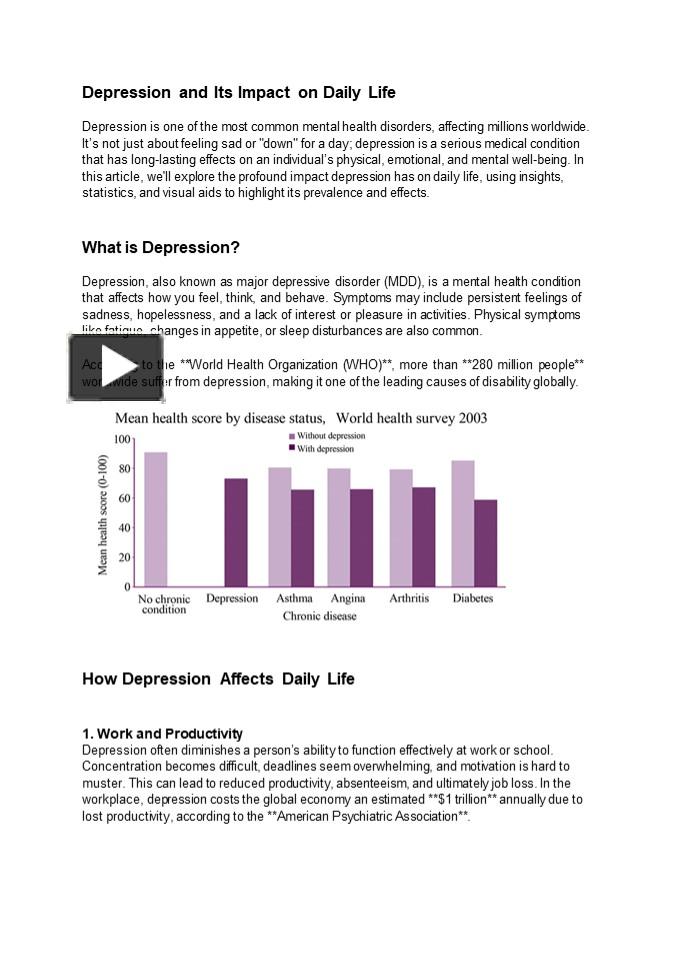 Depression and its impact on daily life (1) presentation | free to download