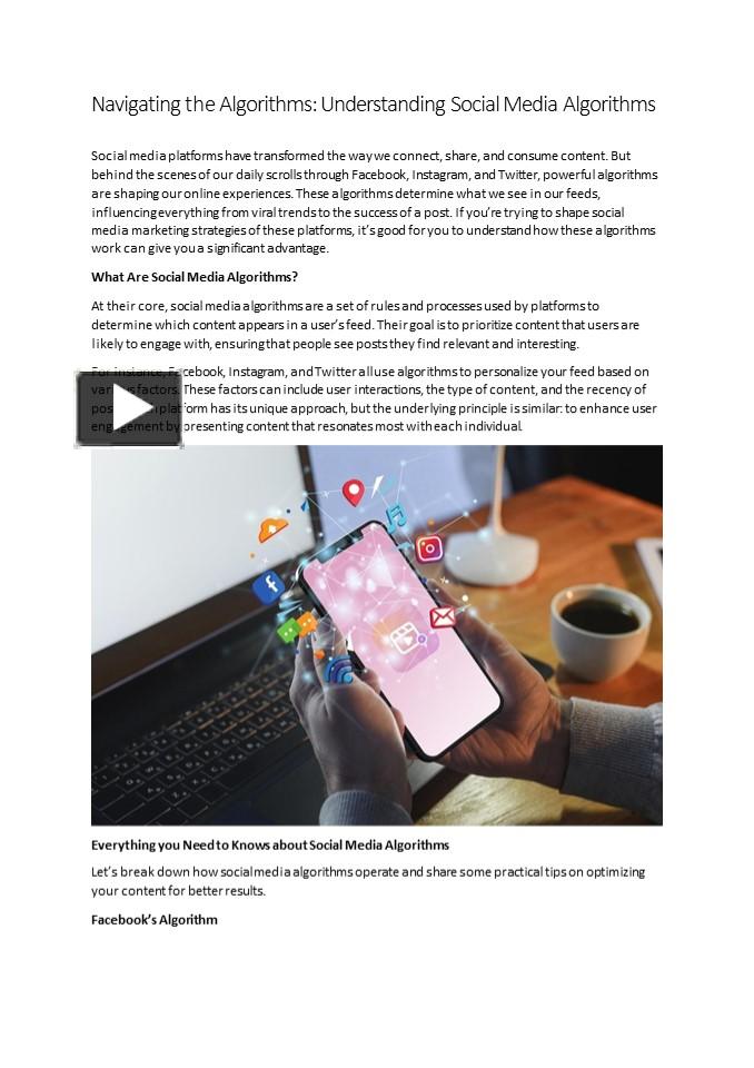 Navigating the Algorithms: Understanding Social Media Algorithms presentation | free to download