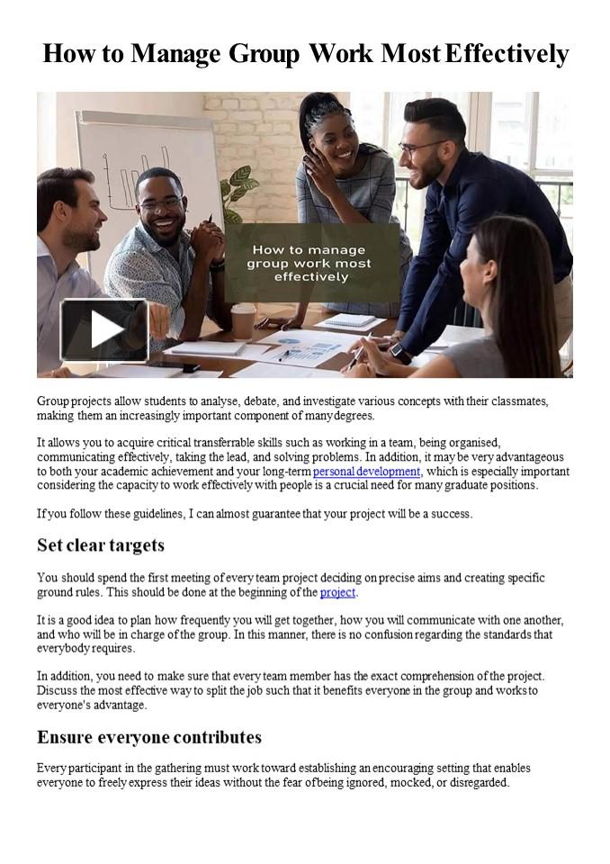 How to Manage Group Work Most Effectively presentation | free to download