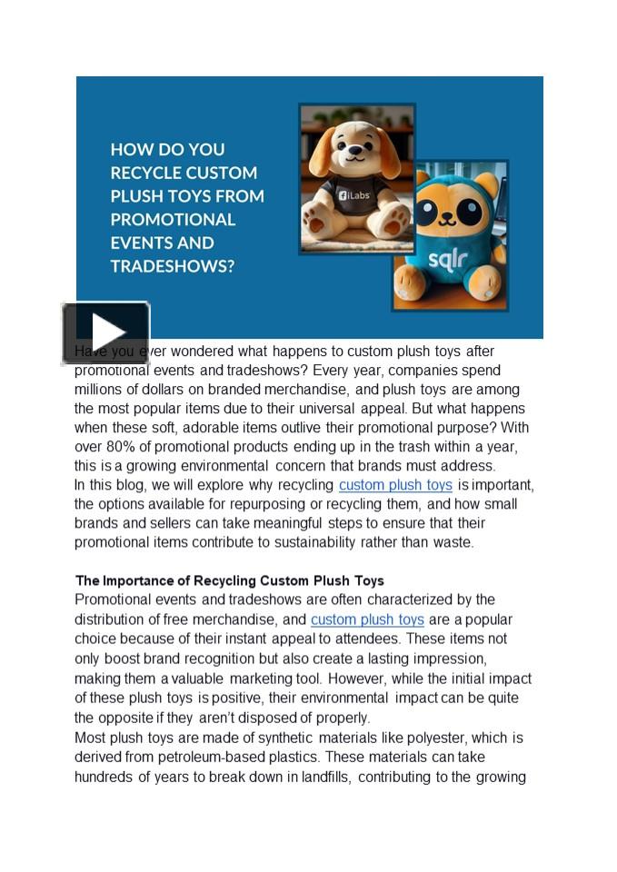 PPT – How Do You Recycle Custom Plush Toys from Promotional Events and Tradeshows PowerPoint ...