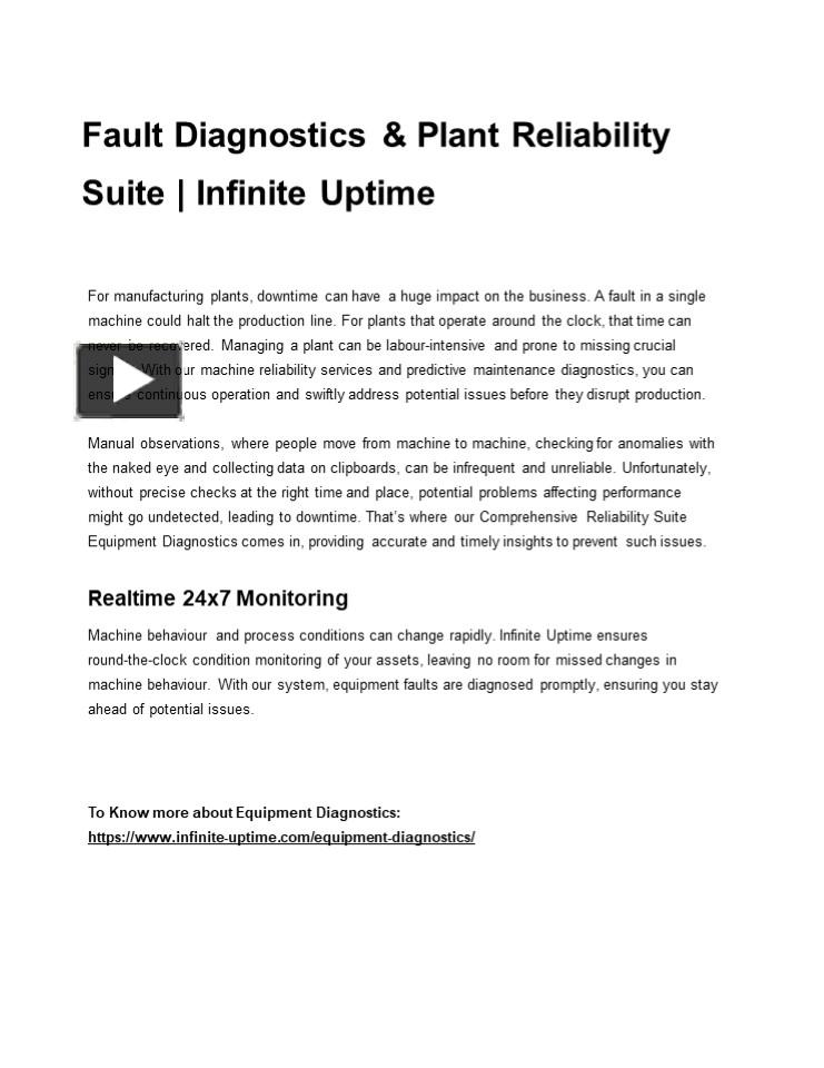 PPT – Fault Diagnostics & Plant Reliability Suite | Infinite Uptime PowerPoint presentation ...