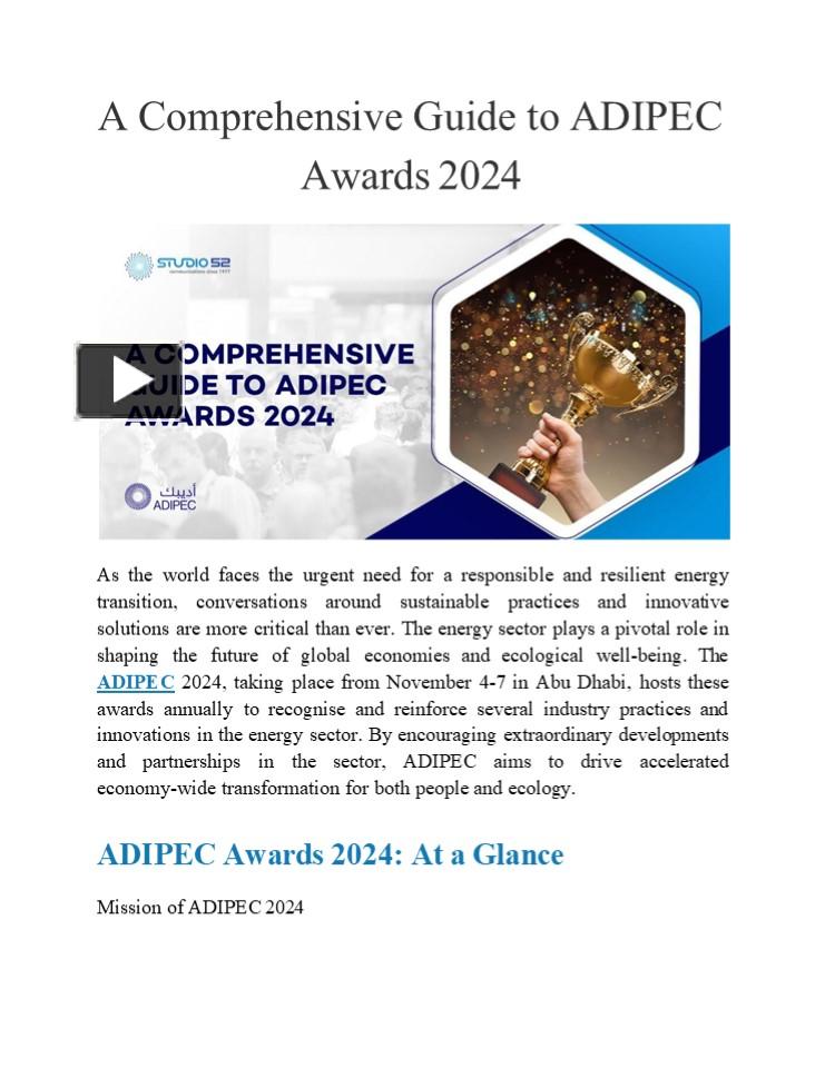 PPT – A Comprehensive Guide to ADIPEC Awards 2024 PowerPoint presentation | free to download ...