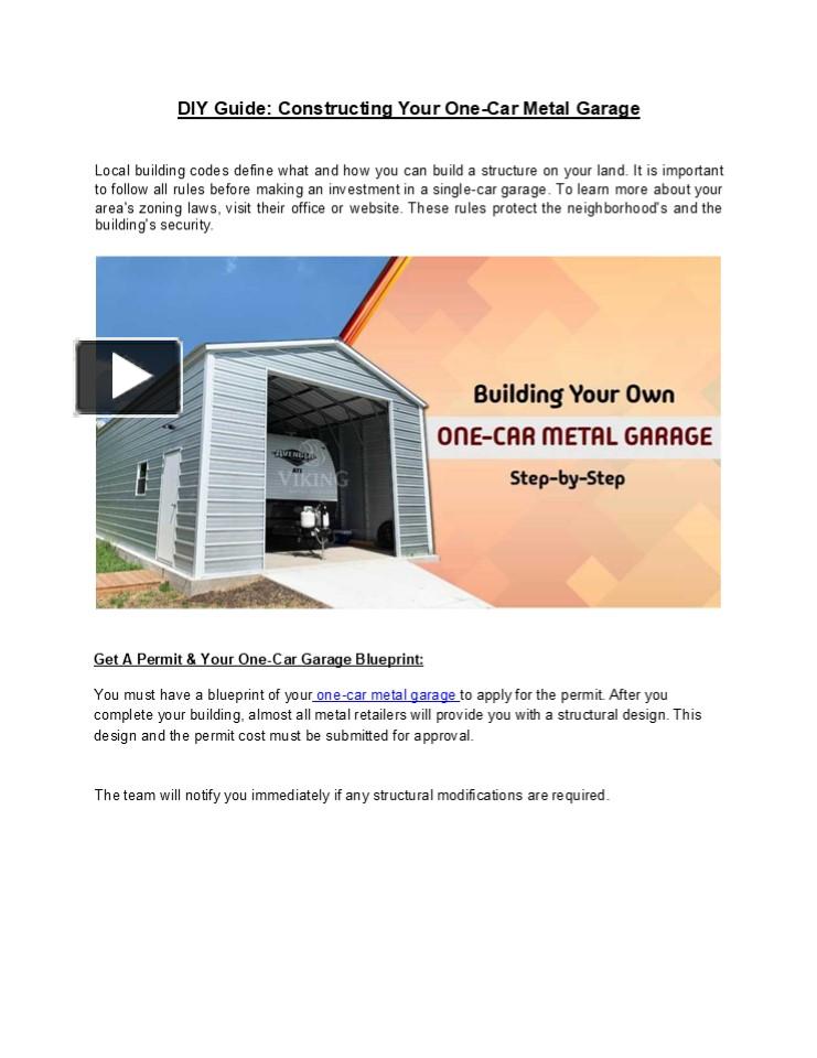 PPT – DIY Guide Constructing Your One-Car Metal Garage PowerPoint presentation | free to ...