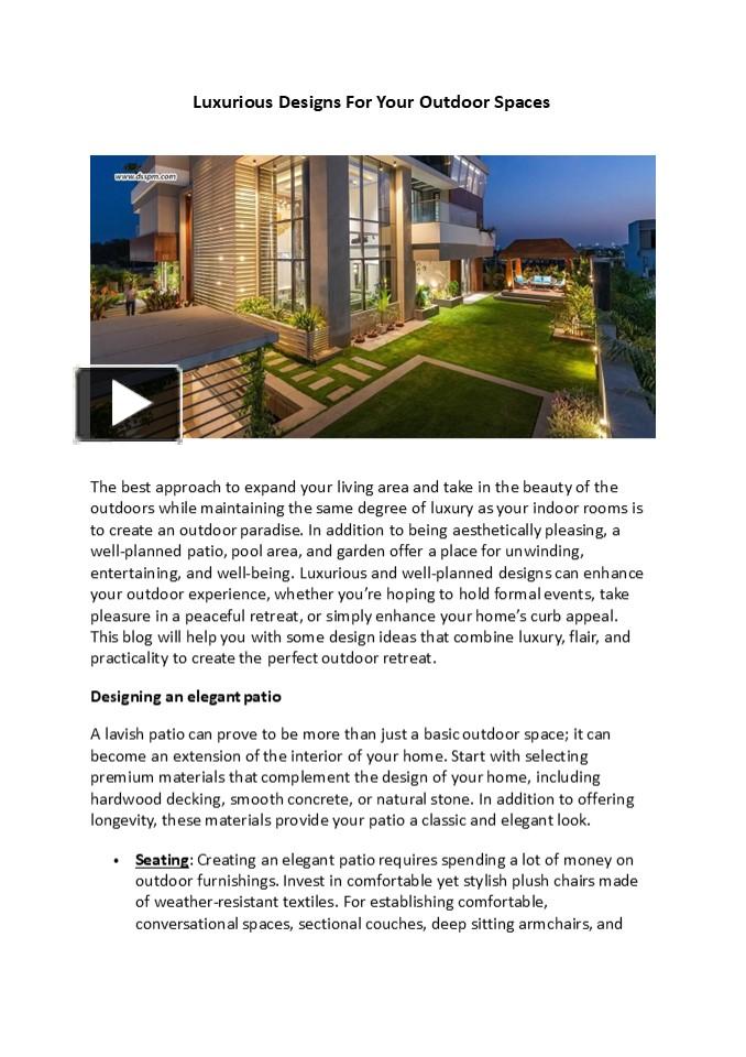 PPT – Luxurious Designs For Your Outdoor Spaces PowerPoint presentation | free to download - id ...