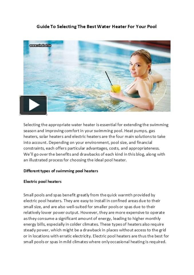 PPT – Guide To Selecting The Best Water Heater For Your Pool PowerPoint presentation | free to ...