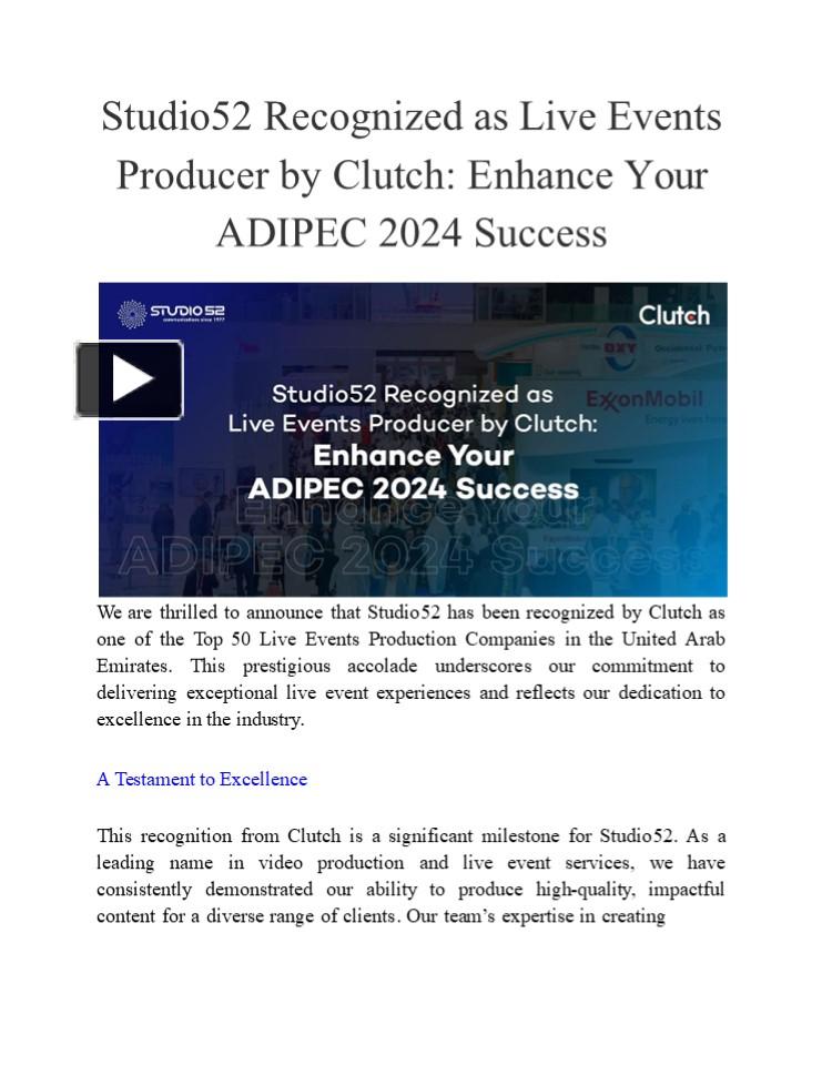 PPT – Enhance Your ADIPEC 2024 Success with Studio52 Media Partner PowerPoint presentation ...