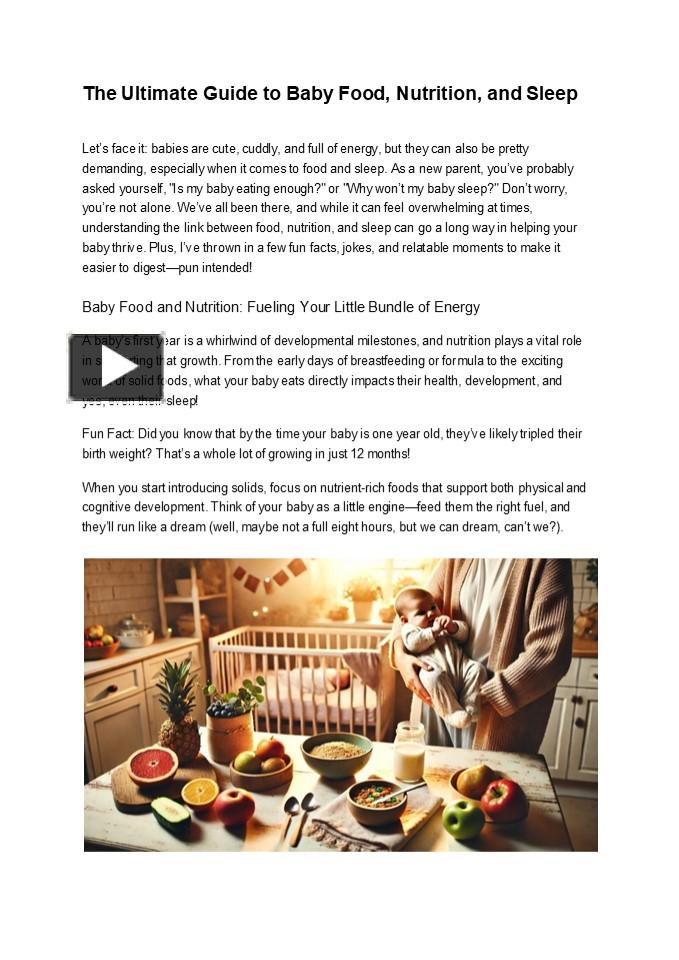 The Ultimate Guide to Baby Food, Nutrition, and Sleep presentation ...