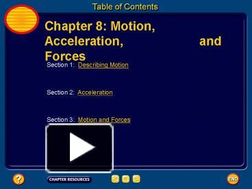 Chapter 8: Motion, Acceleration, and Forces presentation | free to view
