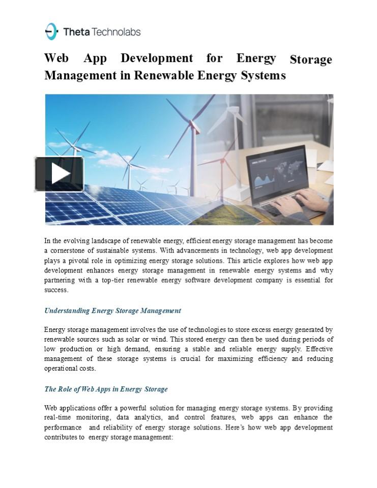 Web App Development for Energy Storage Management in Renewable Energy Systems presentation ...