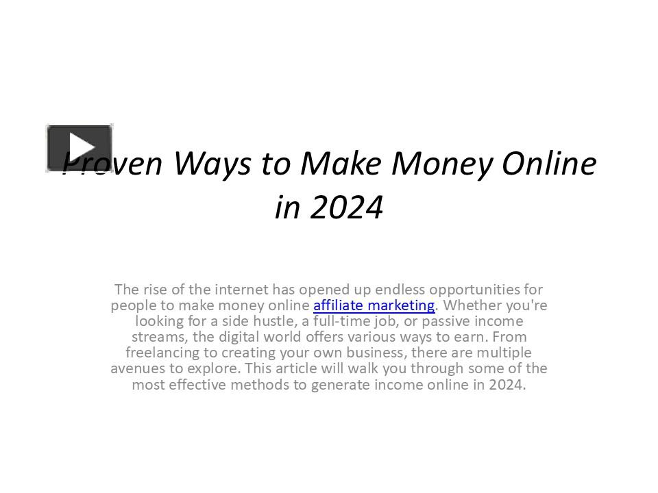 Proven Ways to Make Money Online in 2024 presentation | free to download