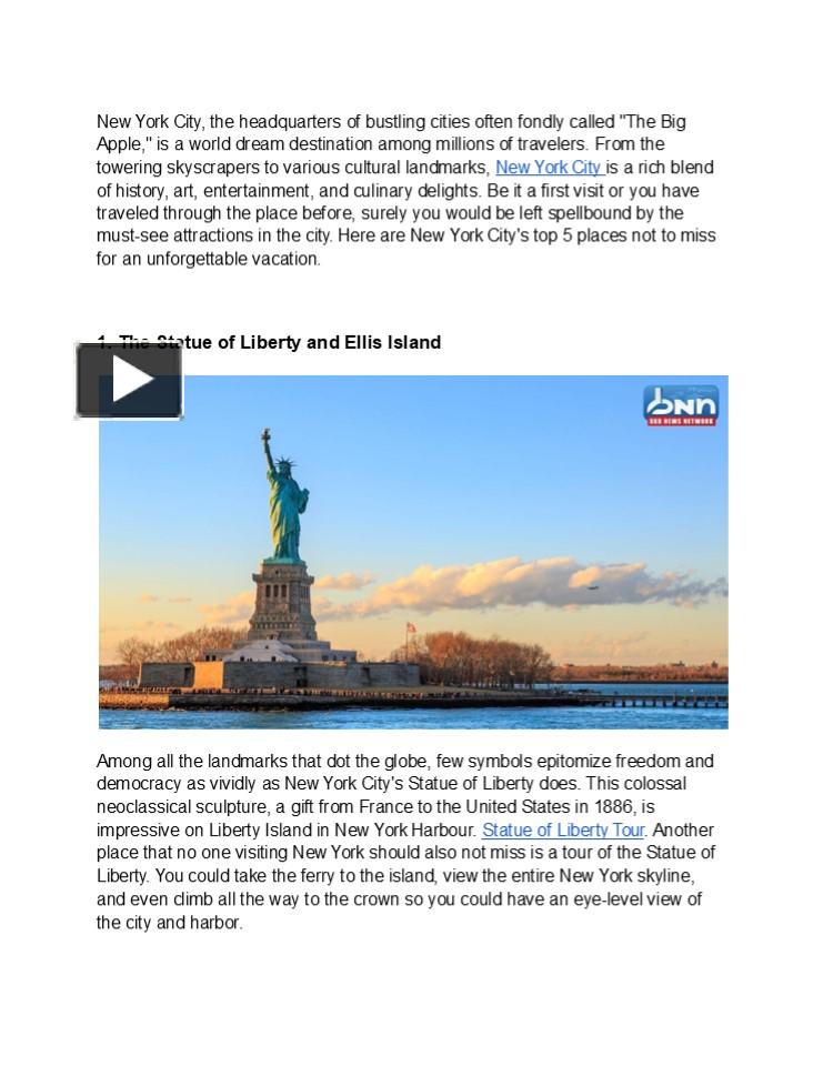 Top 5 Must-See Attractions in New York City presentation | free to download