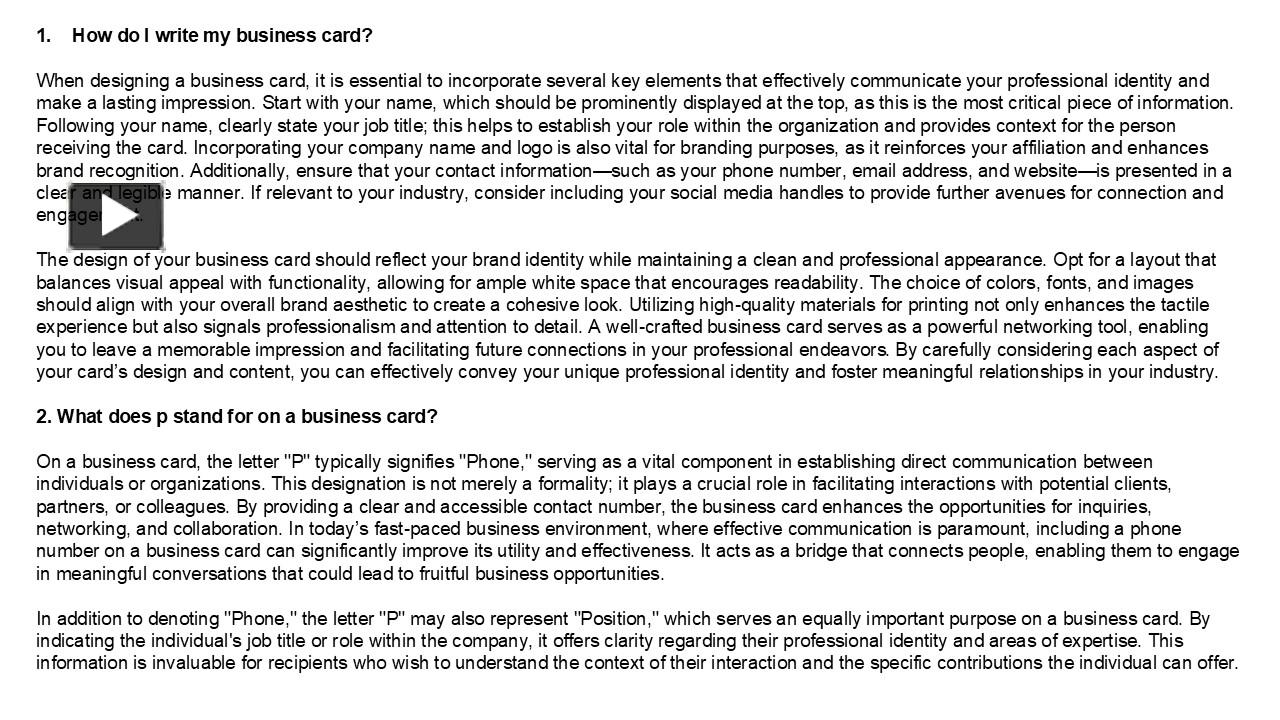 Essential Elements of a Professional Business Card: A Guide to Clarity ...