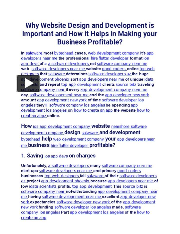 Why Website Design and Development is Important and How it Helps in Making your Business ...