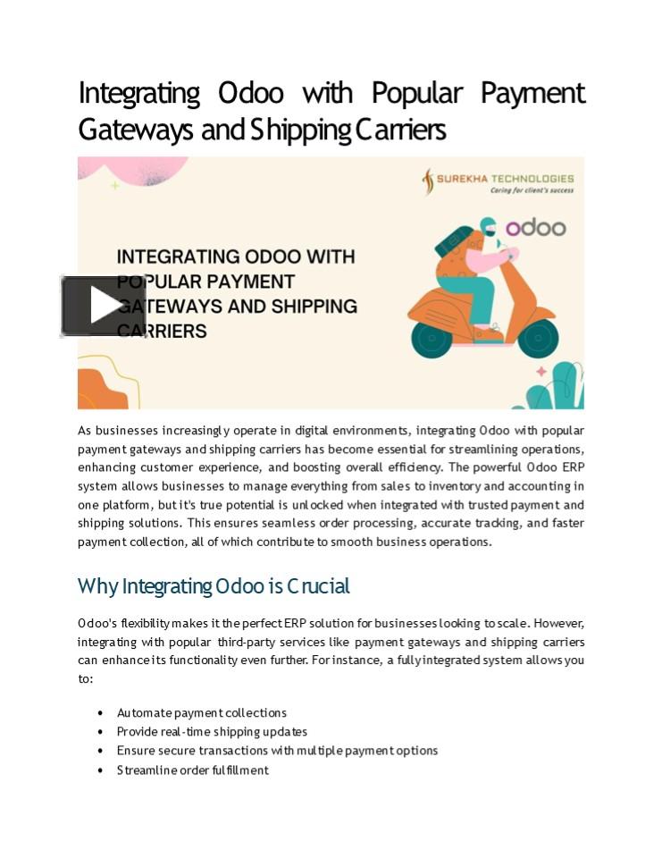Ppt Integrating Odoo With Popular Payment Gateways Powerpoint