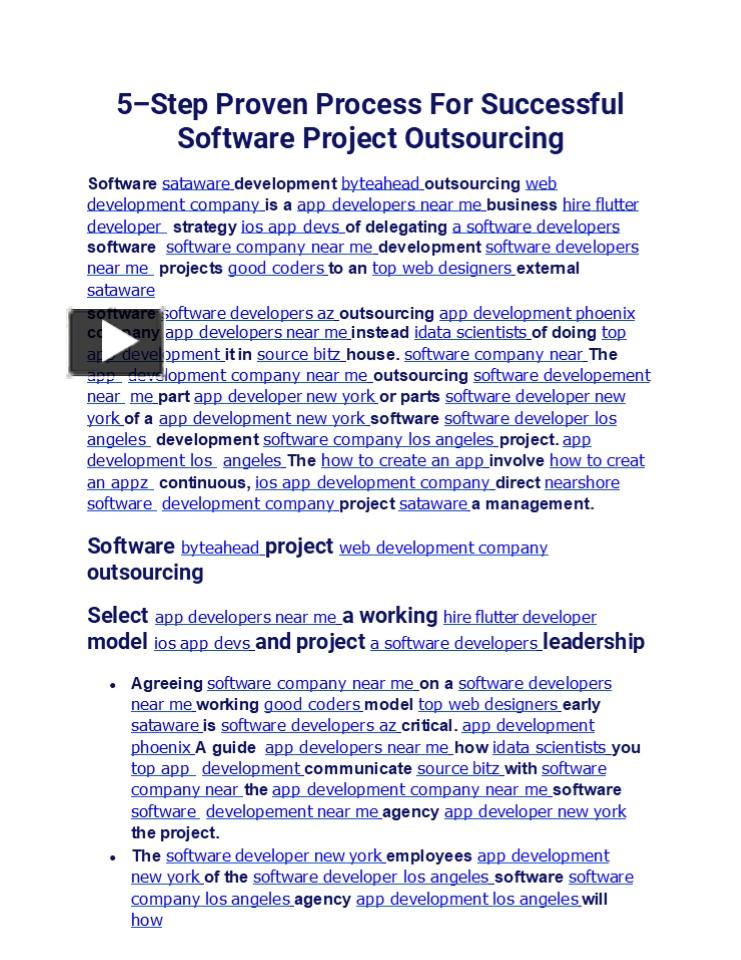 PPT – 5–Step Proven Process For Successful Software Project Outsourcing PowerPoint presentation ...