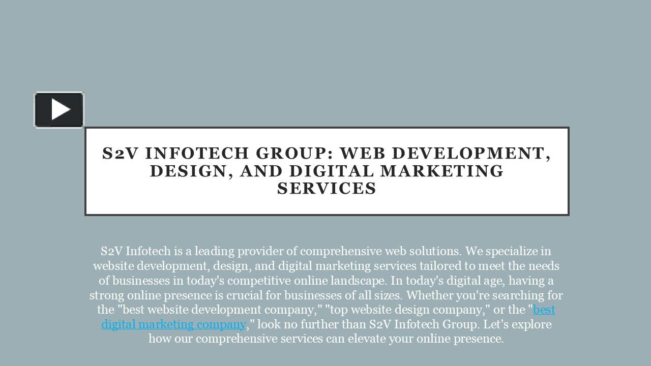 PPT – S2V Infotech Group: Web Development, Design, and Digital Marketing Services PowerPoint ...