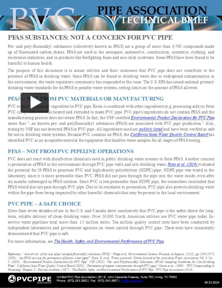 PFAS Substances: Not a Concern for PVC Pipe presentation | free to download