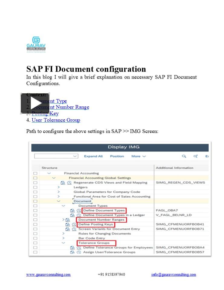 SAP FI Document configuration presentation | free to download