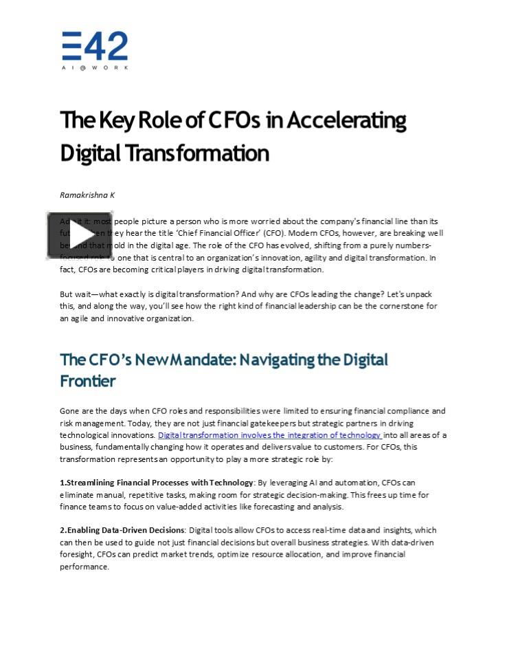 Role and responsibilities of CFOs in Digital Transformation presentation | free to download