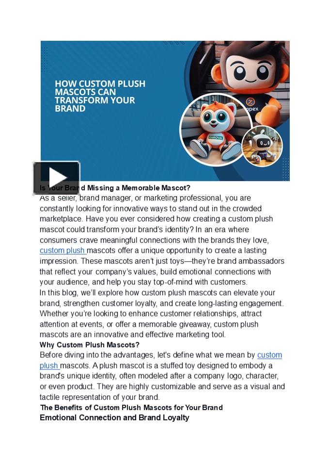 PPT – How Custom Plush Mascots Can Transform Your Brand PowerPoint presentation | free to ...