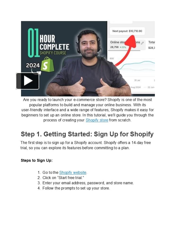 Shopify Tutorial For Beginners pdf presentation | free to download