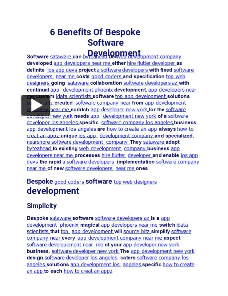 PPT – 6 Benefits Of Bespoke Software Development PowerPoint ...