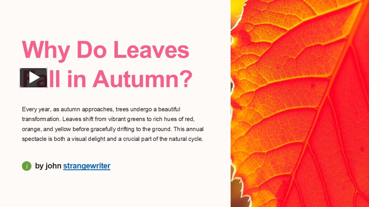 Why do leaves fall in autumn? (2) presentation | free to download