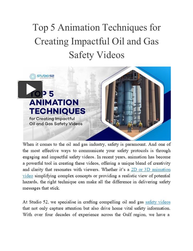 Top 5 Animation Techniques for Creating Impactful Oil and Gas Safety Videos presentation | free ...