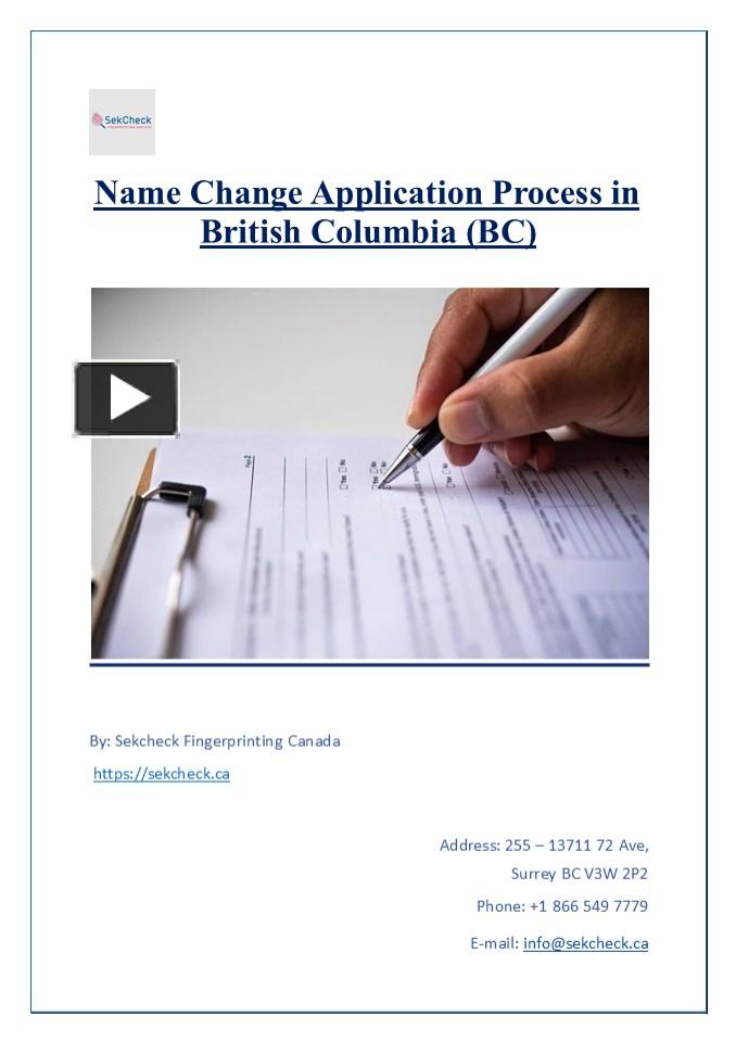 PPT – Name Change Application Process in British Columbia (BC) PowerPoint presentation | free to ...